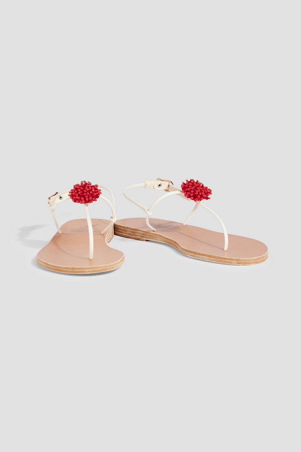 Handmade Ancient Greek Coral Leather Sandals with Embellishments by ...